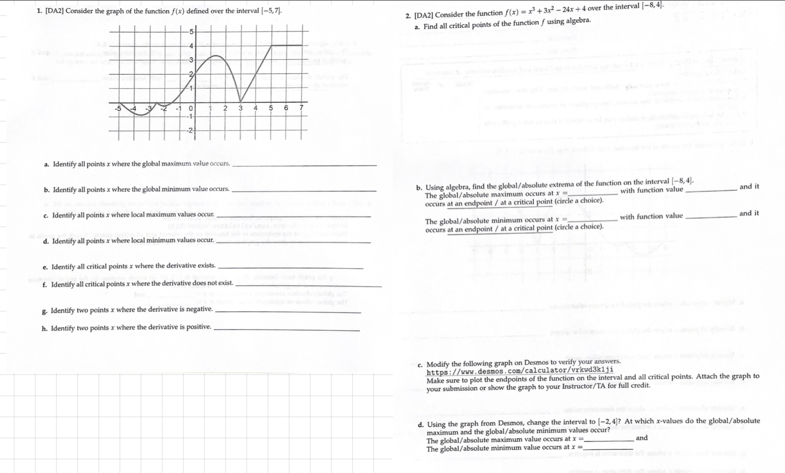 Solved 1. [DA2] Consider the graph of the function f(x) | Chegg.com