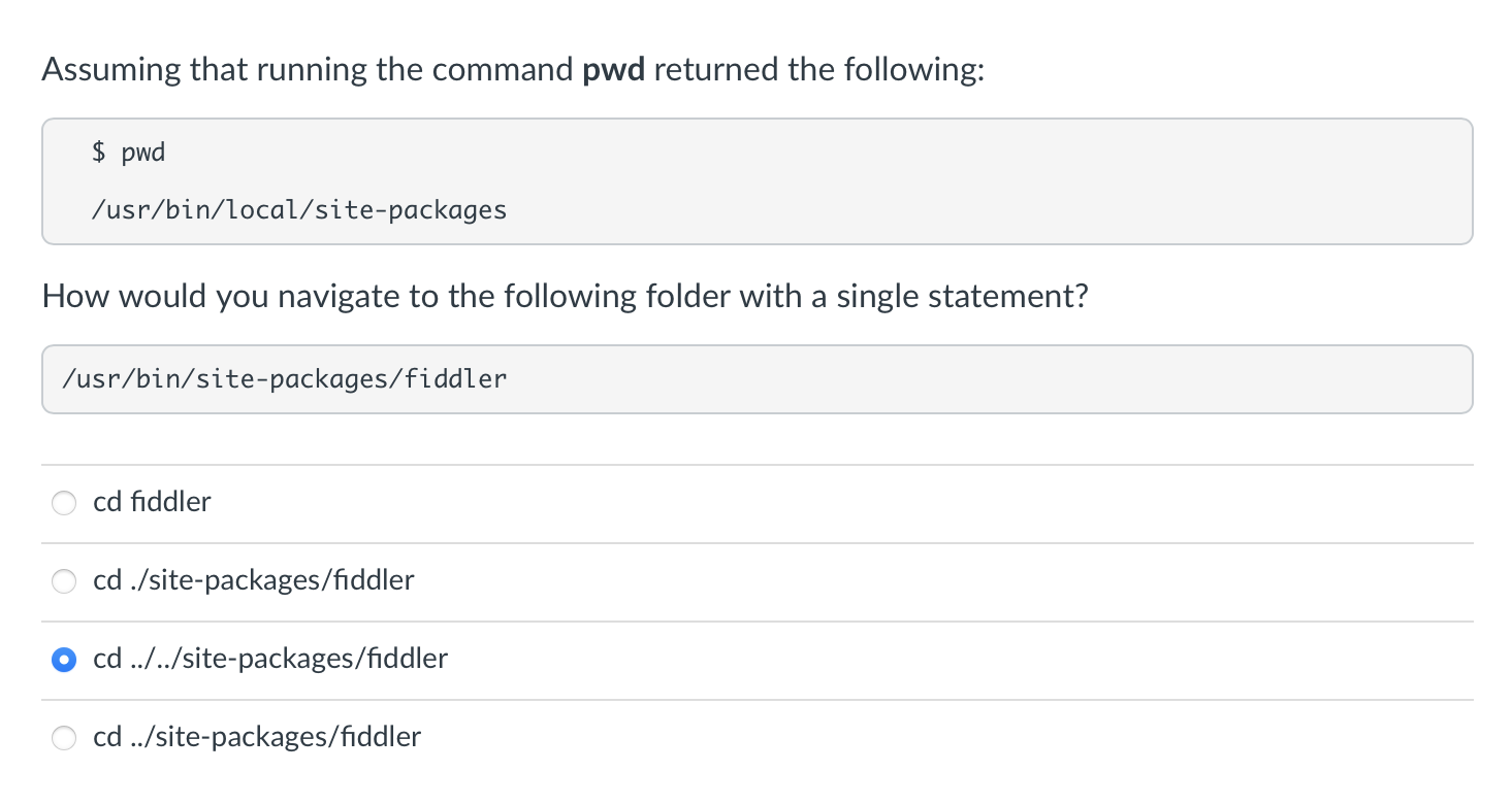 Solved Assuming that running the command pwd returned the | Chegg.com