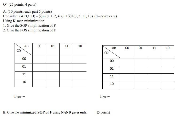 Solved Q4 (25 points, 4 parts) A. ( 10 points, each part 5 | Chegg.com