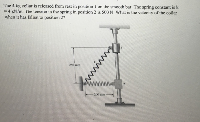 Solved The 4 kg collar is released from rest in position 1 | Chegg.com