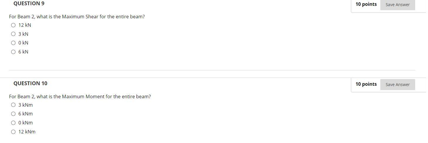 Solved 3 kN/m A B -4m BEAM 2 QUESTION 7 10 points Save | Chegg.com