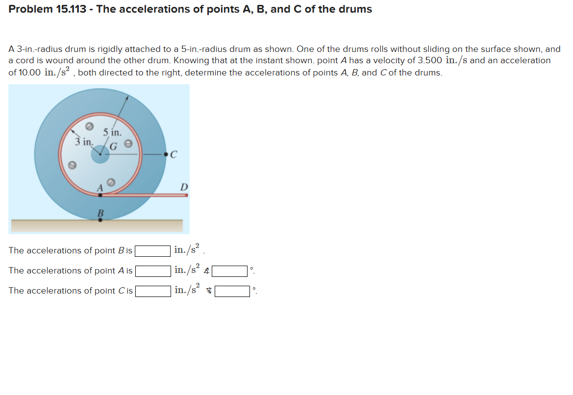 Solved Problem 15.113 - ﻿The accelerations of ﻿points A,B, | Chegg.com