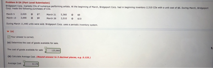 Solved Problem 6-2A (Part Level Submission) Bridgeport Corp. | Chegg.com