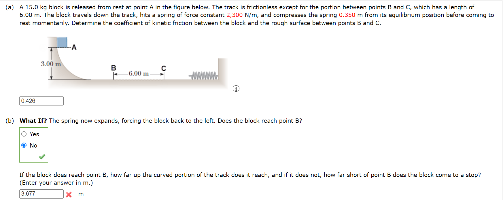 Solved a) A \\( 15.0 \\mathrm{~kg} \\) block is released | Chegg.com