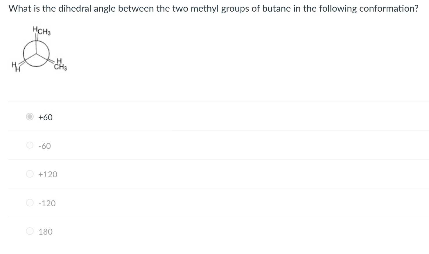 Solved What is the dihedral angle between the two methyl | Chegg.com