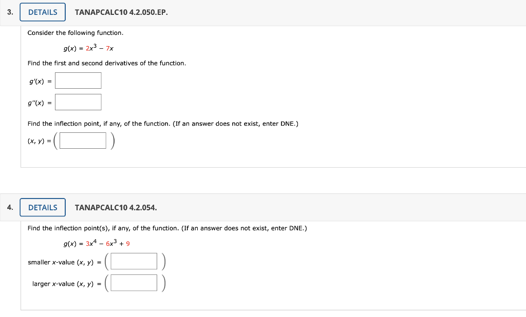 Solved TANAPCALC10 4.1.017. f(x)=2x2+7x+4 increasing | Chegg.com