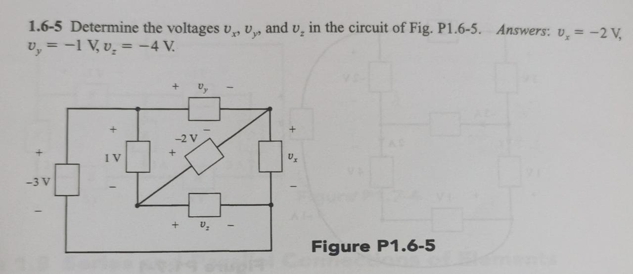 Solved 1.6-5 Determine the voltages vx,vy, and vz in the | Chegg.com
