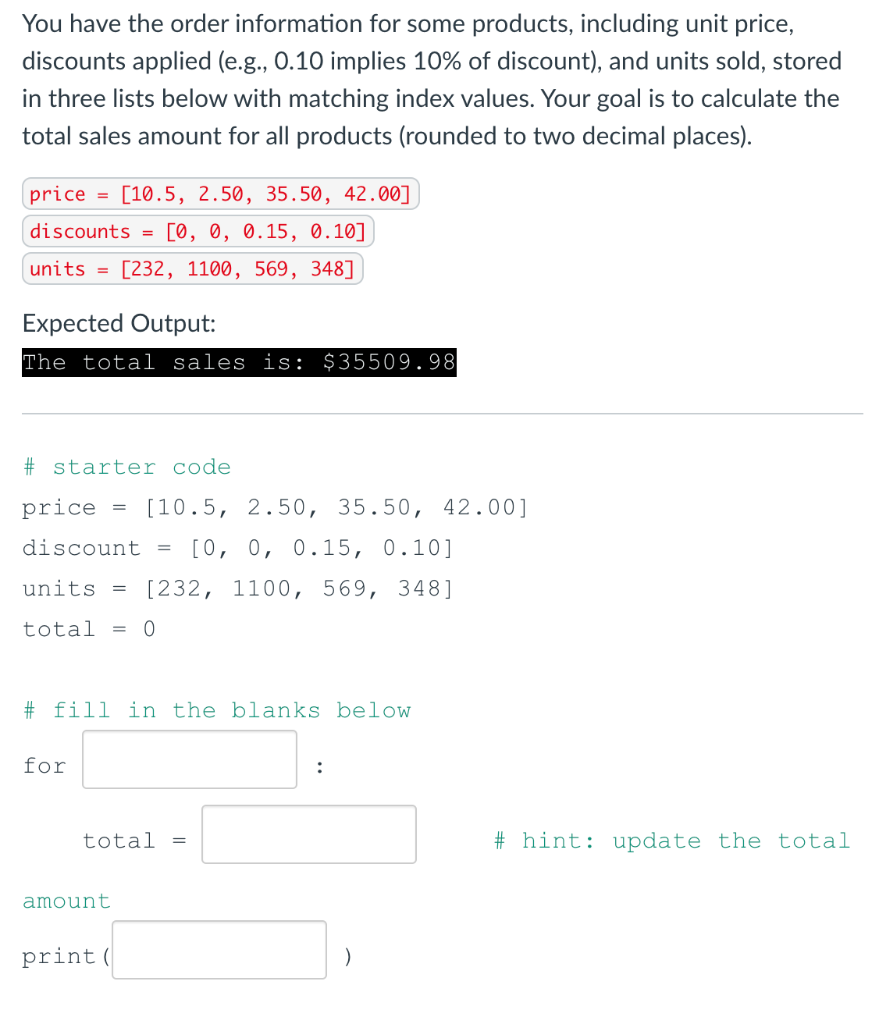 Solved You have the order information for some products, | Chegg.com