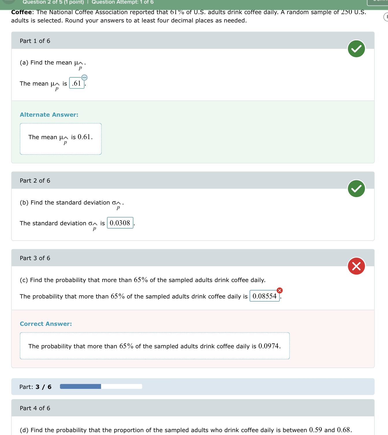 Solved Coffee: The National Coffee Association reported that | Chegg.com