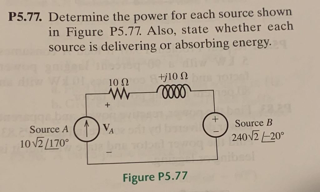 Solved P5.77. Determine the power for each source shown in | Chegg.com