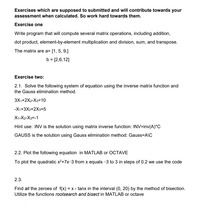 Solved Exercises which are supposed to submitted and will | Chegg.com