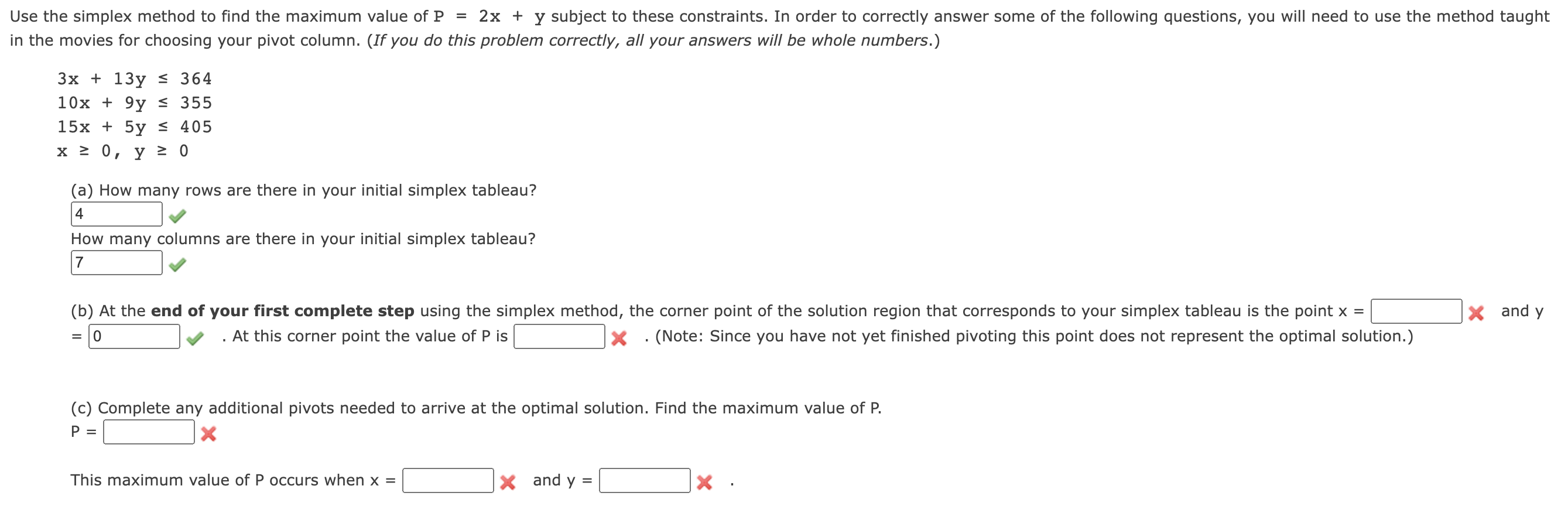 Solved n the movies for choosing your pivot column. (If you | Chegg.com