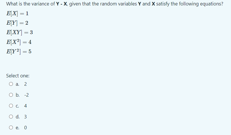 Solved What is the variance of Y - X, given that the random | Chegg.com
