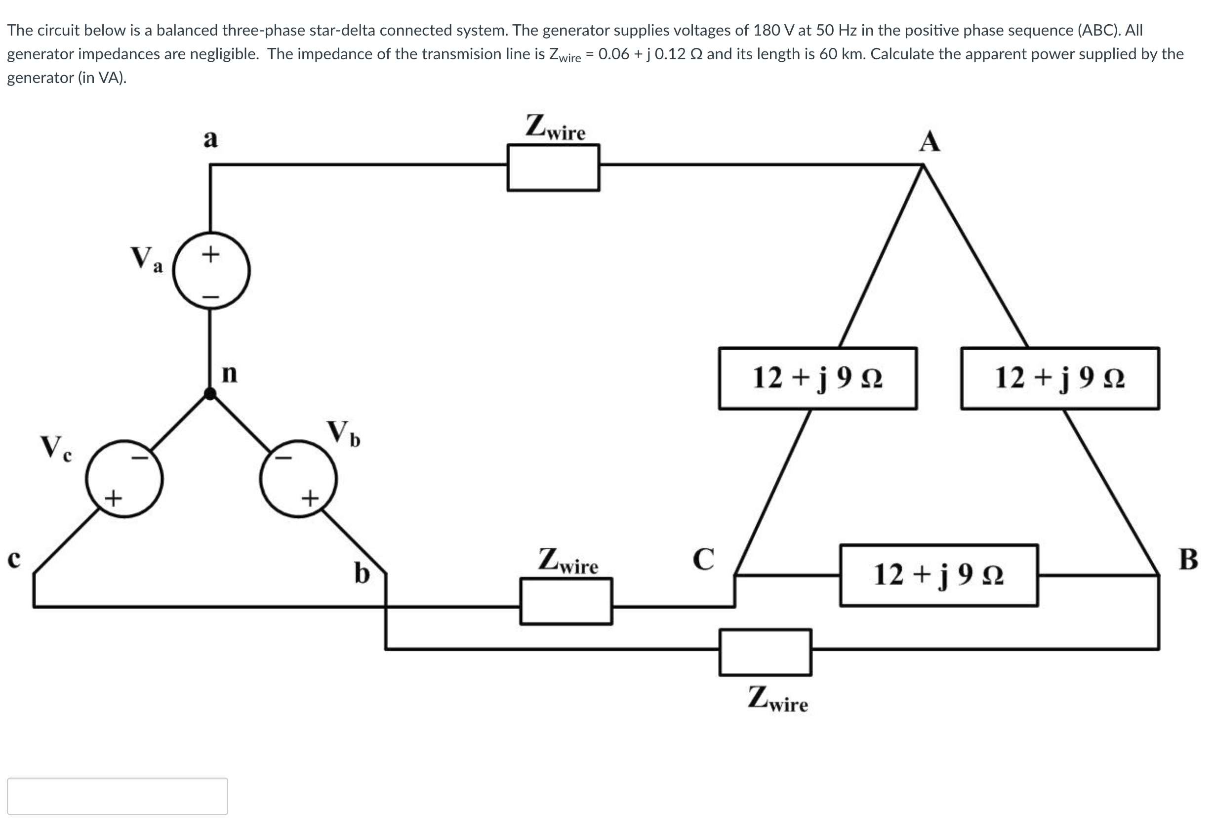 Solved The circuit below is a balanced three-phase | Chegg.com