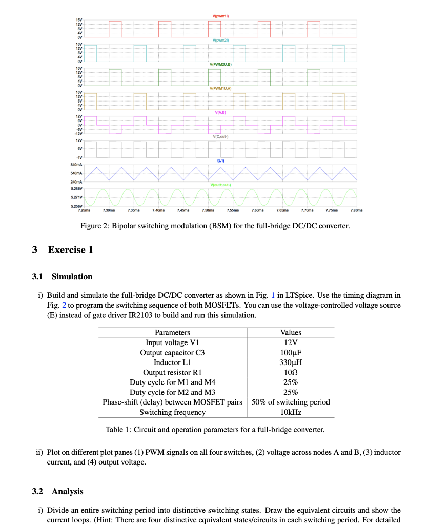SIMULATION OF FULL-BRIDGE CONVERTER USING LTSPICE 1 | Chegg.com