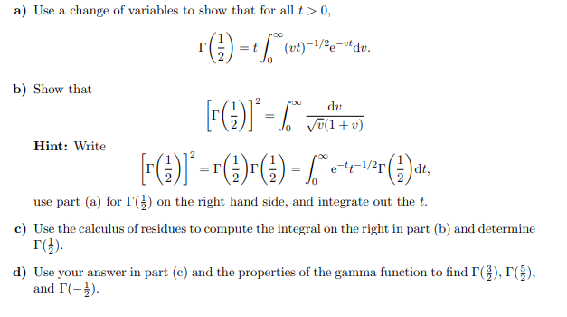 Solved a) Use a change of variables to show that for all t > | Chegg.com