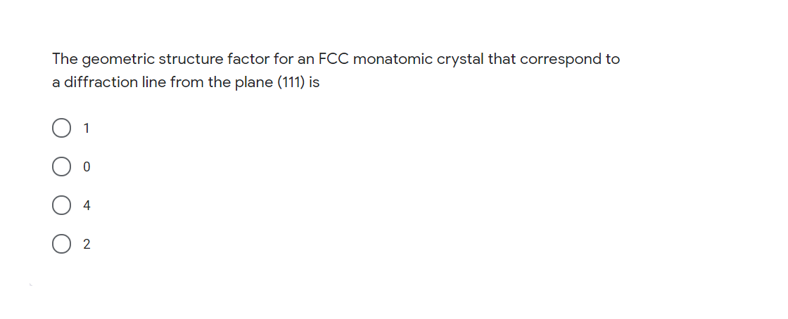 Solved The geometric structure factor for an FCC monatomic | Chegg.com