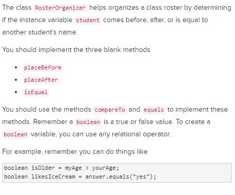 Solved public class RosterOrganizer { private String | Chegg.com