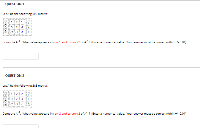 Solved QUESTION 1 Let A be the following 3x3 matrix 1 1 2 1 | Chegg.com