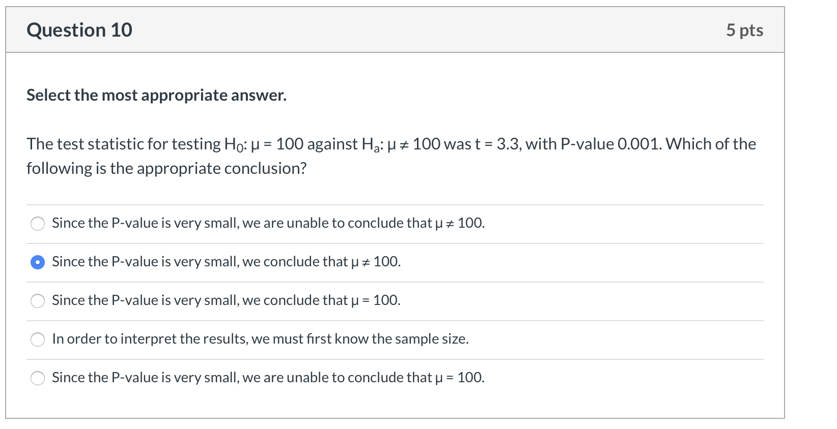 Solved Question 10 5 pts Select the most appropriate answer. | Chegg.com