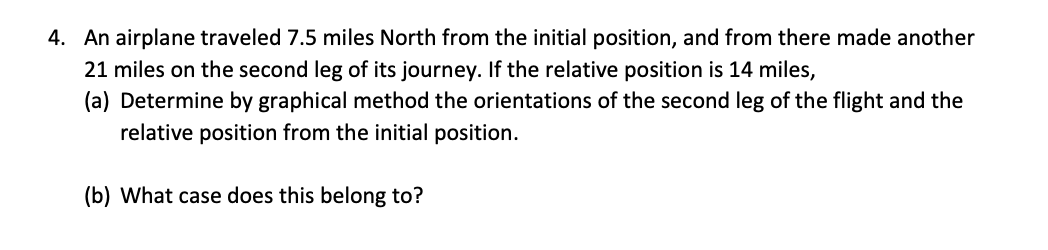 Solved 4. An airplane traveled 7.5 miles North from the | Chegg.com