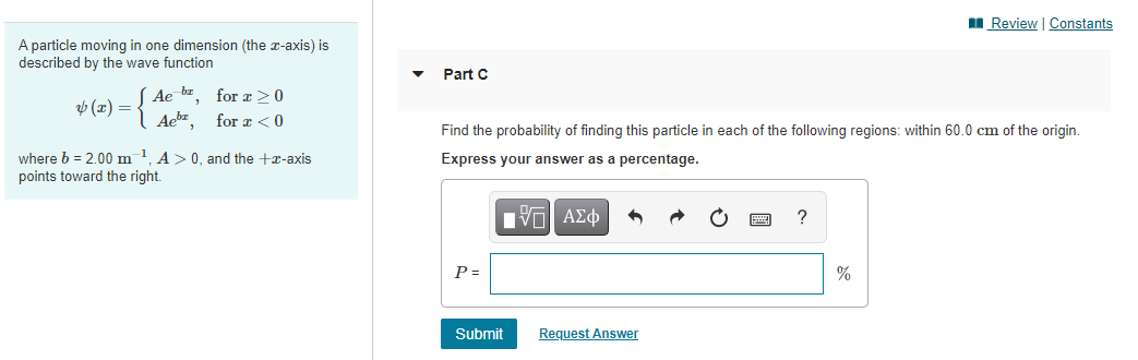 Solved u Review Constants Part A particle moving in one | Chegg.com