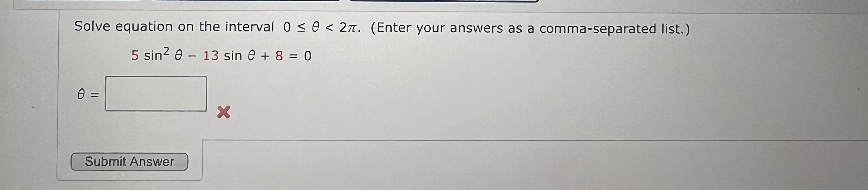 Solved Solve equation on the interval 0≤θ