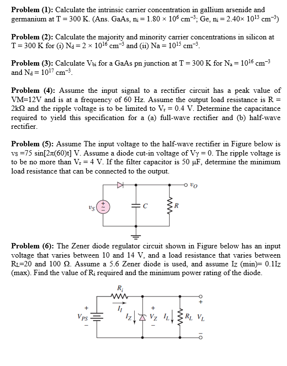Solved Problem (1): Calculate the intrinsic carrier | Chegg.com