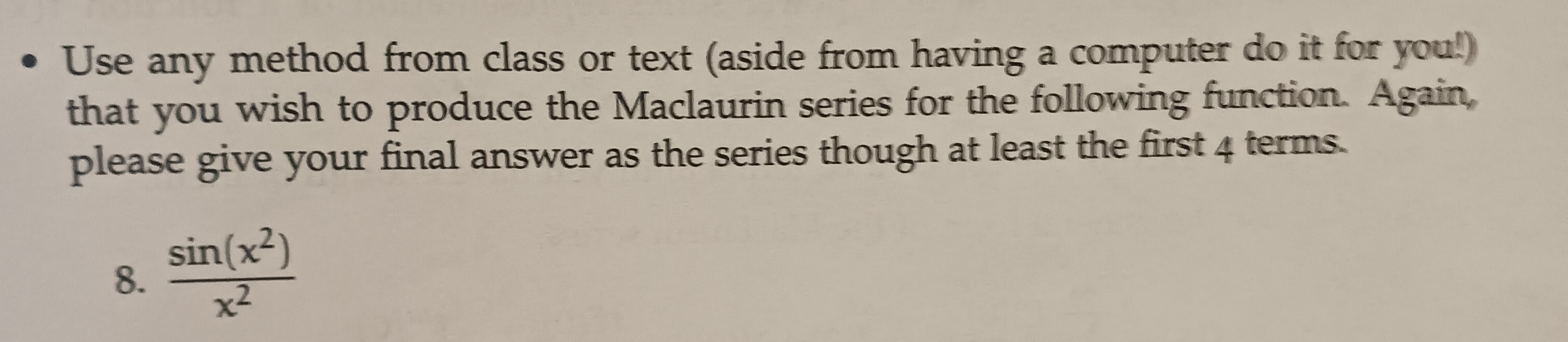 Solved Use any method from class or text (aside from having | Chegg.com