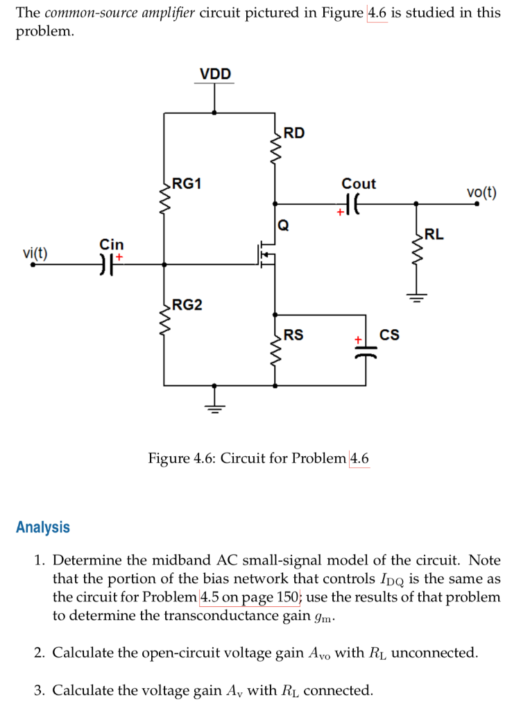Solved The Common Source Amplifier Circuit Pictured In
