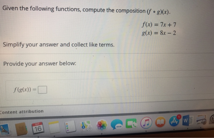 Solved Given the following functions, compute the | Chegg.com