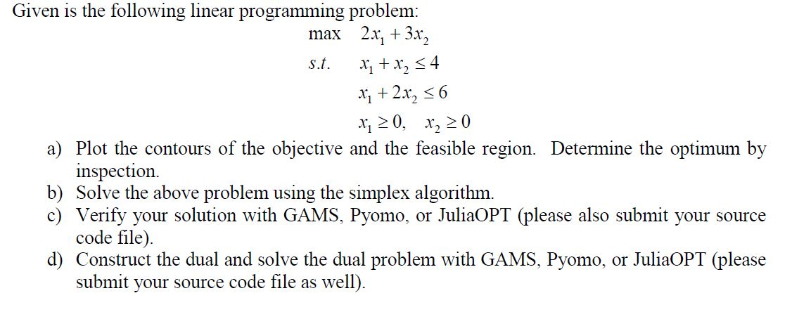 Solved S.t. Given is the following linear programming | Chegg.com