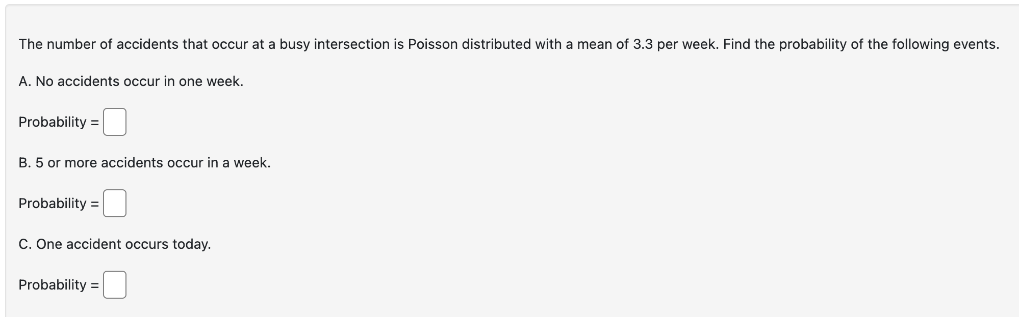 Solved The number of accidents that occur at a busy | Chegg.com