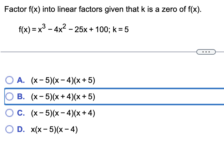 Solved Factor f(x) into linear factors given that k is a | Chegg.com