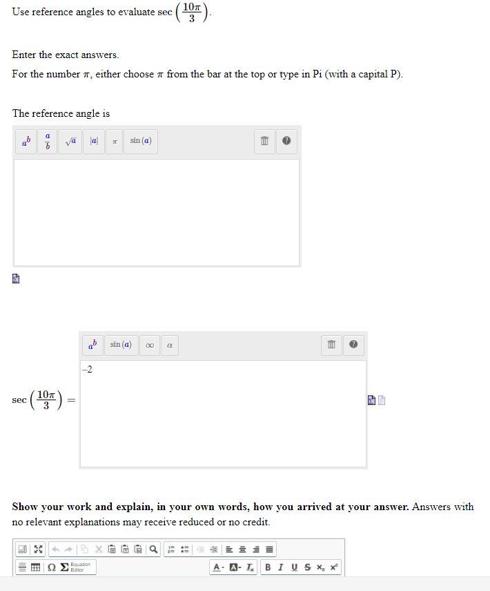 Solved Use reference angles to evaluate sec 107 3 Enter the | Chegg.com