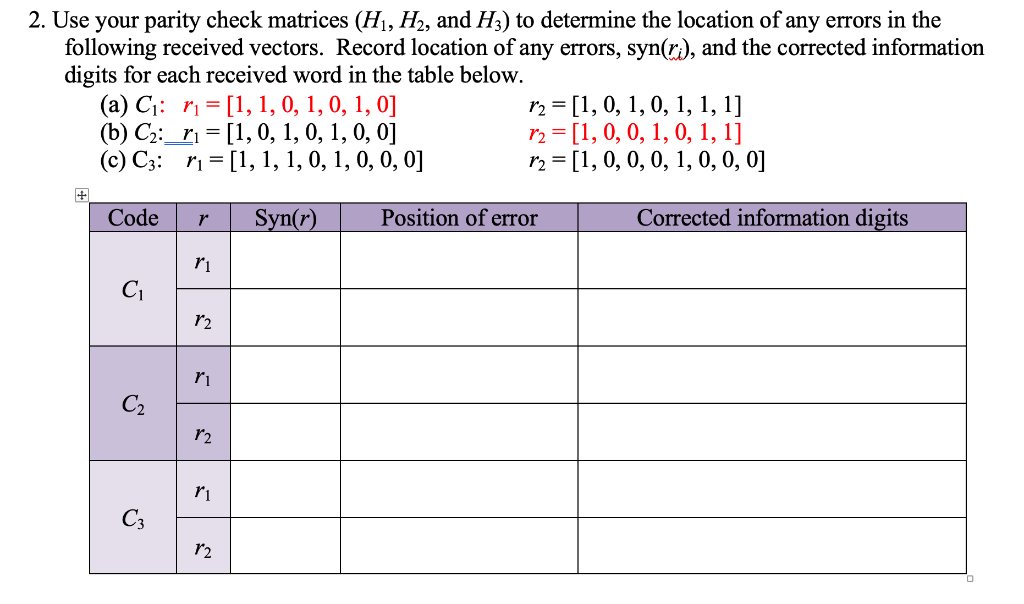 Solved 1. Let C1−C5 be binary codes generated by matrices | Chegg.com
