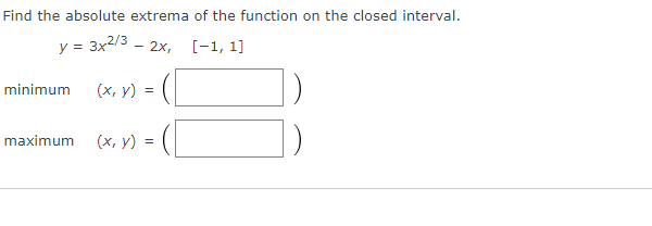 Solved Find the absolute extrema of the function on the | Chegg.com