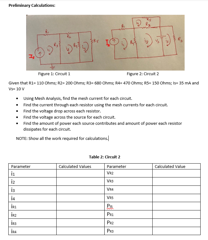 Solved Preliminary Calculations: R3 RS Rs Figure 1: Circuit | Chegg.com