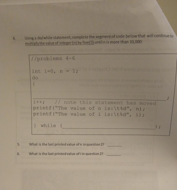 Solved Using a do/while statement, complete the segment of | Chegg.com