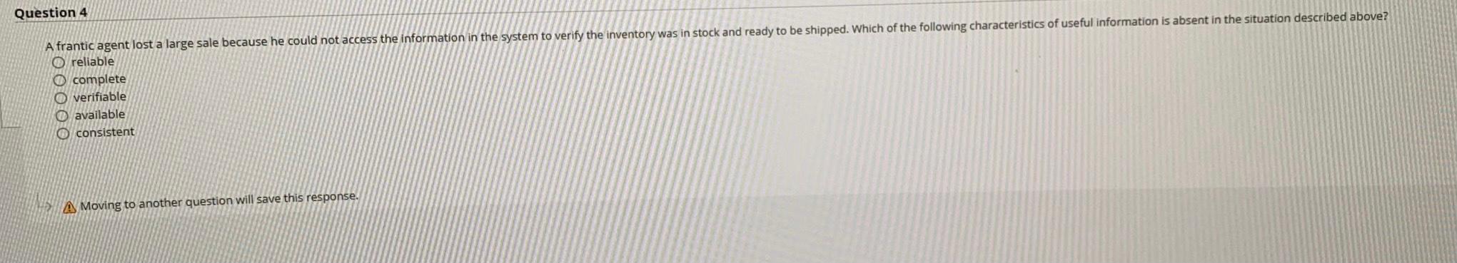 Question 4 A frantic agent lost a large sale because | Chegg.com