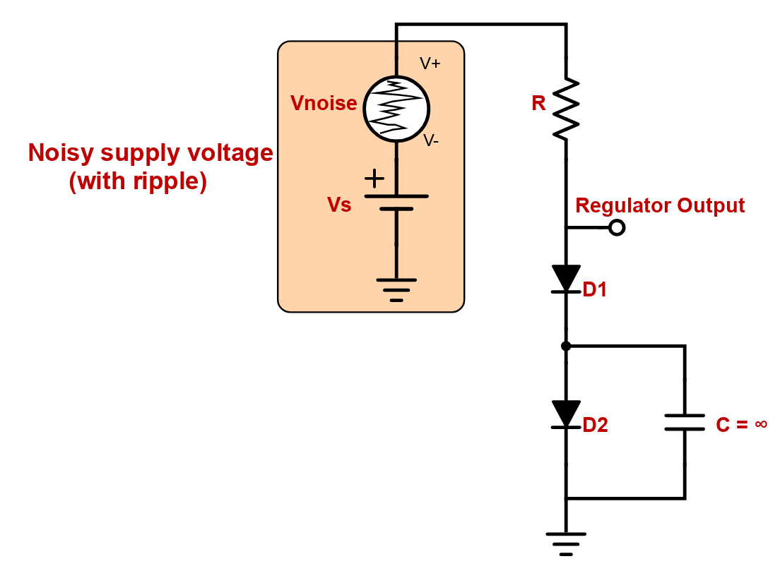 Solved The voltage regulator circuit shown uses a noisy | Chegg.com