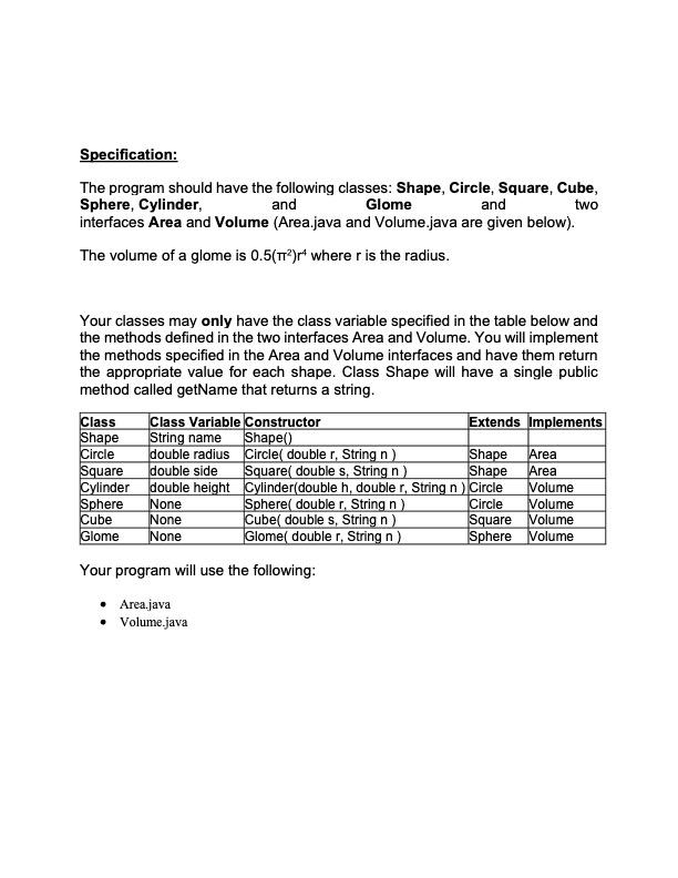 Solved Inheritance and Interfaces By the end of this | Chegg.com