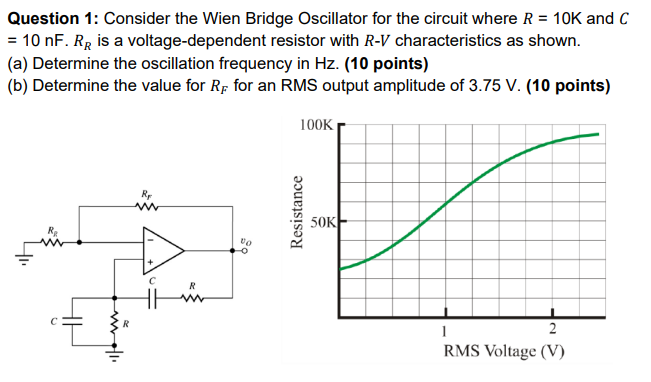 Solved Question 1: Consider the Wien Bridge Oscillator for | Chegg.com