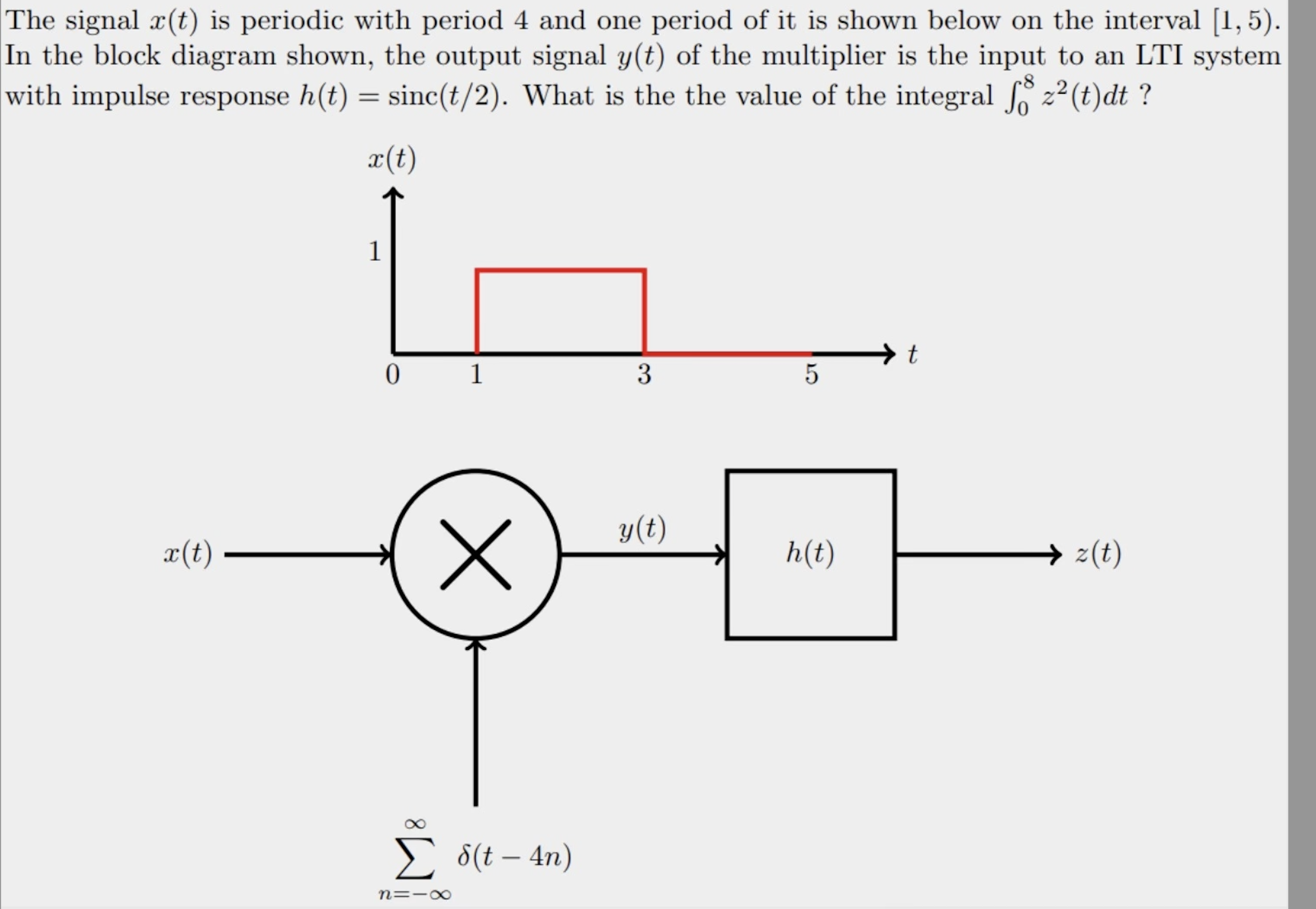 Solved The signal x(t) is periodic with period 4 and one | Chegg.com