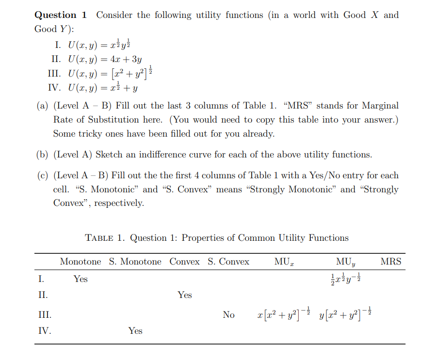 Solved only an answer for part (b) only for the utility | Chegg.com