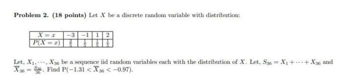Solved Problem 2. (18 points) Let X be a discrete random | Chegg.com
