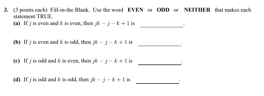 Solved 3. (3 points each) Fill-in-the Blank. Use the word | Chegg.com