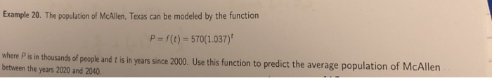 Solved Example 20. The population of McAllen, Texas can be | Chegg.com