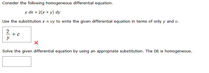 Solved Consider the following homogeneous differential | Chegg.com