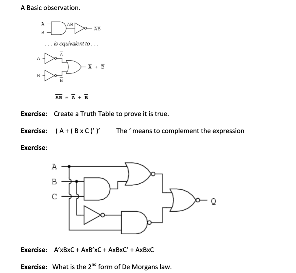 Solved A Basic observation. AB .. . is equivalent to... A +B | Chegg.com